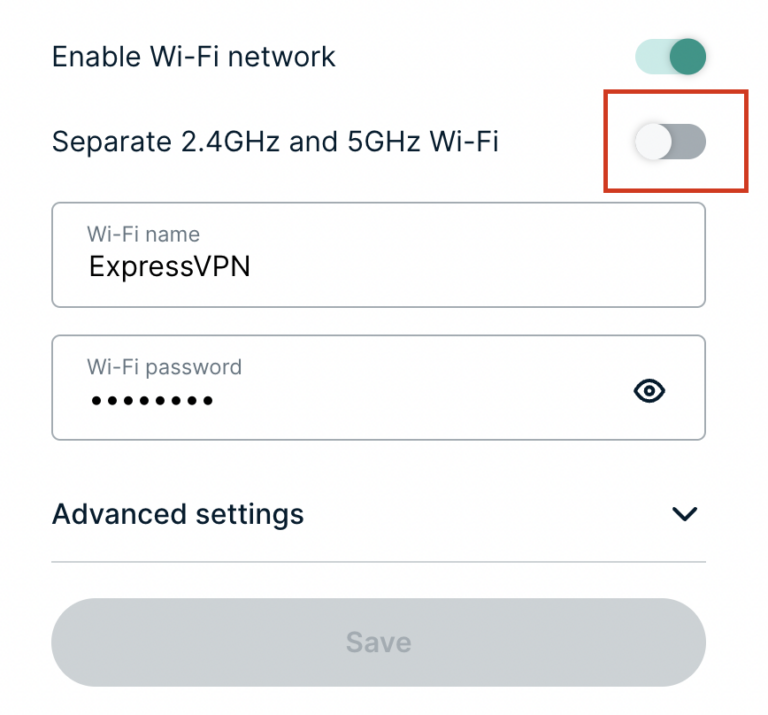 Separate 2.4GHz and 5GHz Wi-Fi bands on ExpressVPN/Aircove firmware